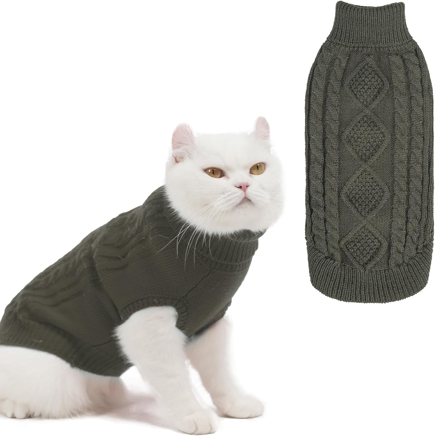 Amazon.com : BINGPET Cat Sweater,Thermal Knitted Kitten Clothes Winter ...