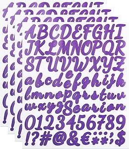 Small Self Adhesive Vinyl Letter Number Symbol Stickers，1 Inch Purple ...