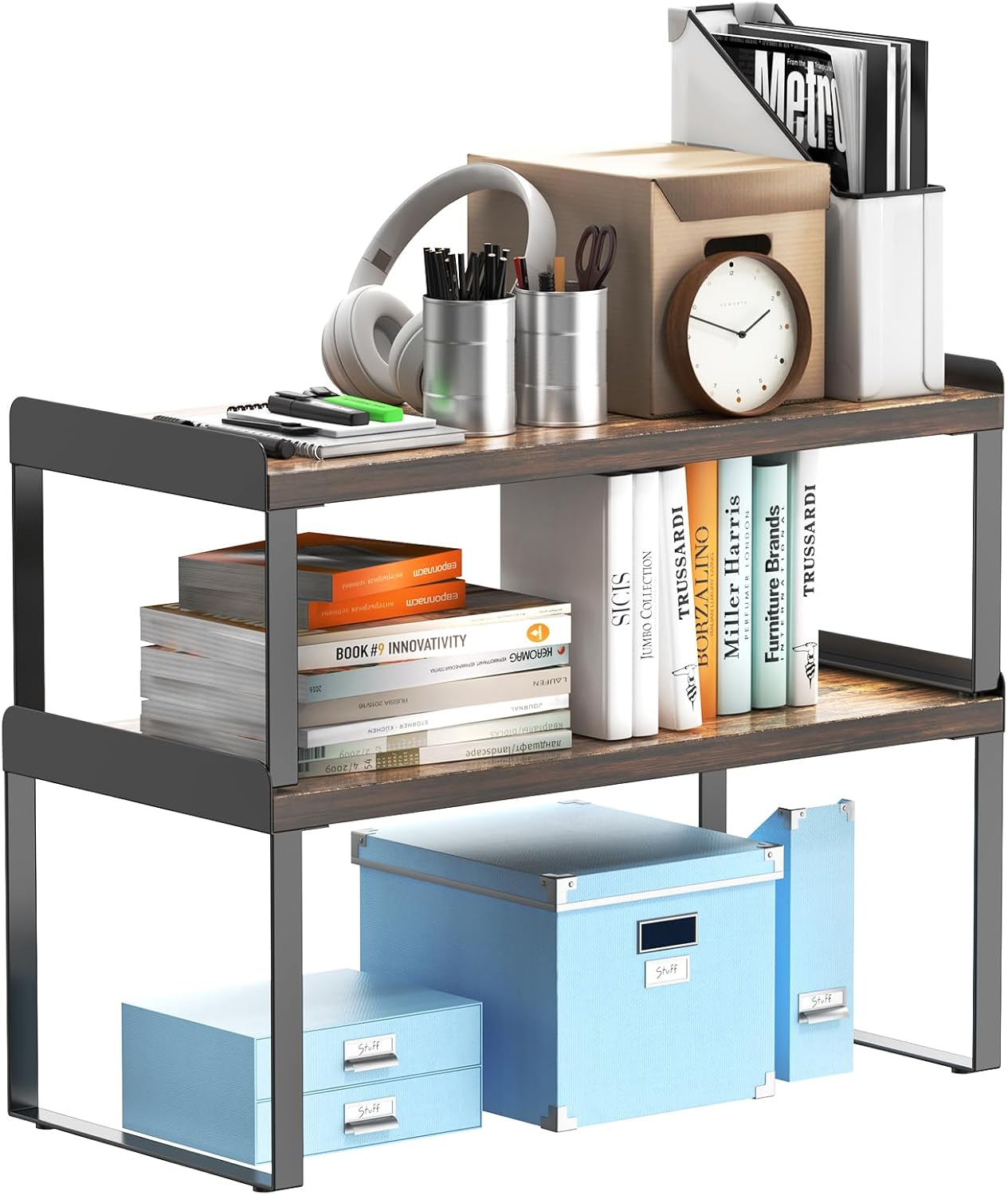 Amazon.com: PURIMILE 2 Sets Desktop Shelves & Office Shelves, 2 Tier ...