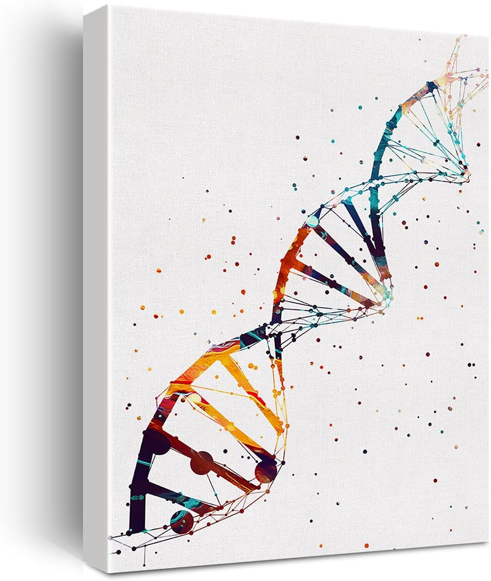 Amazon.com: Watercolor DNA Science Art Canvas Painting Abstract DNA ...