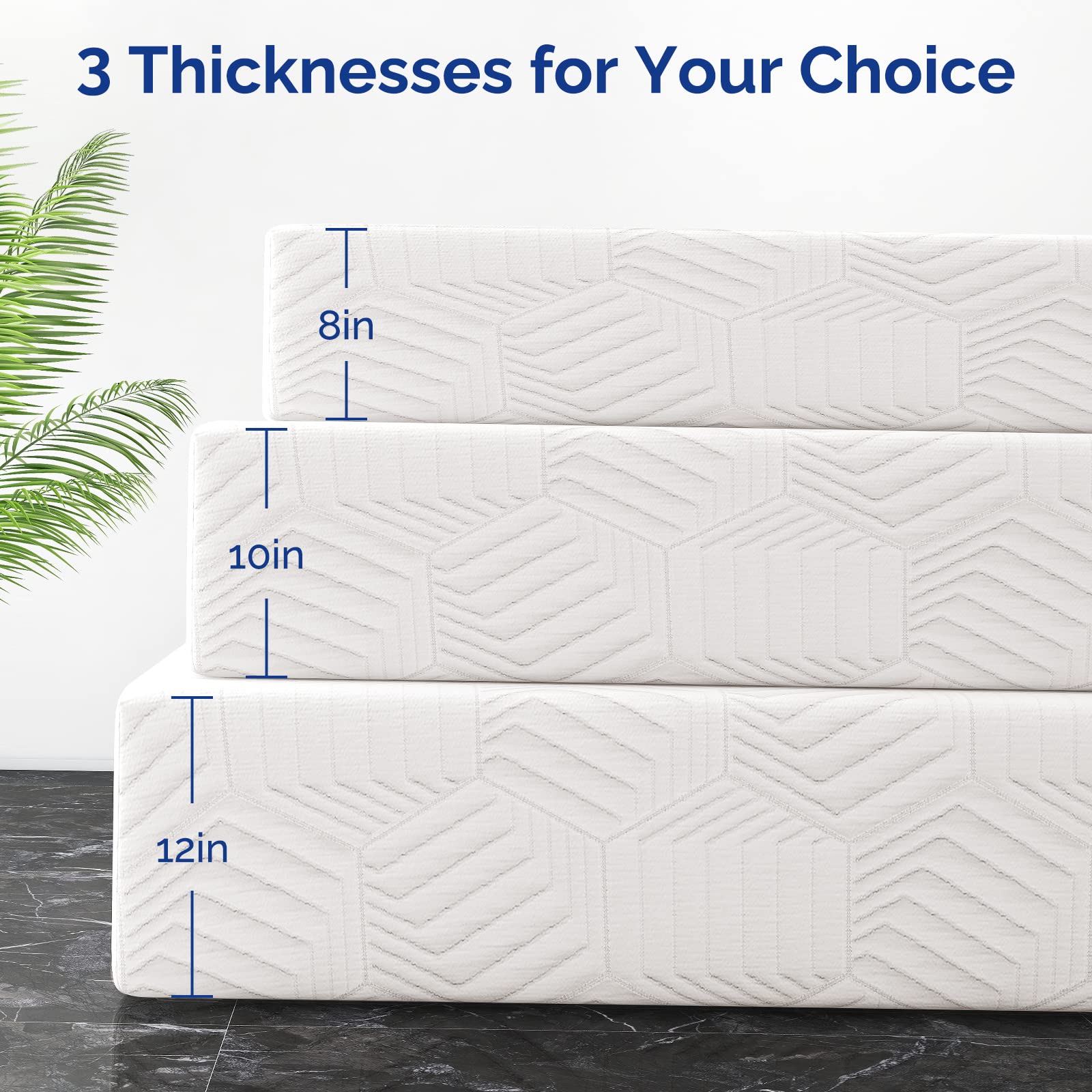 12 Inch King Mattress, Green Tea Memory Foam Mattress, Medium Firm, Bed ...