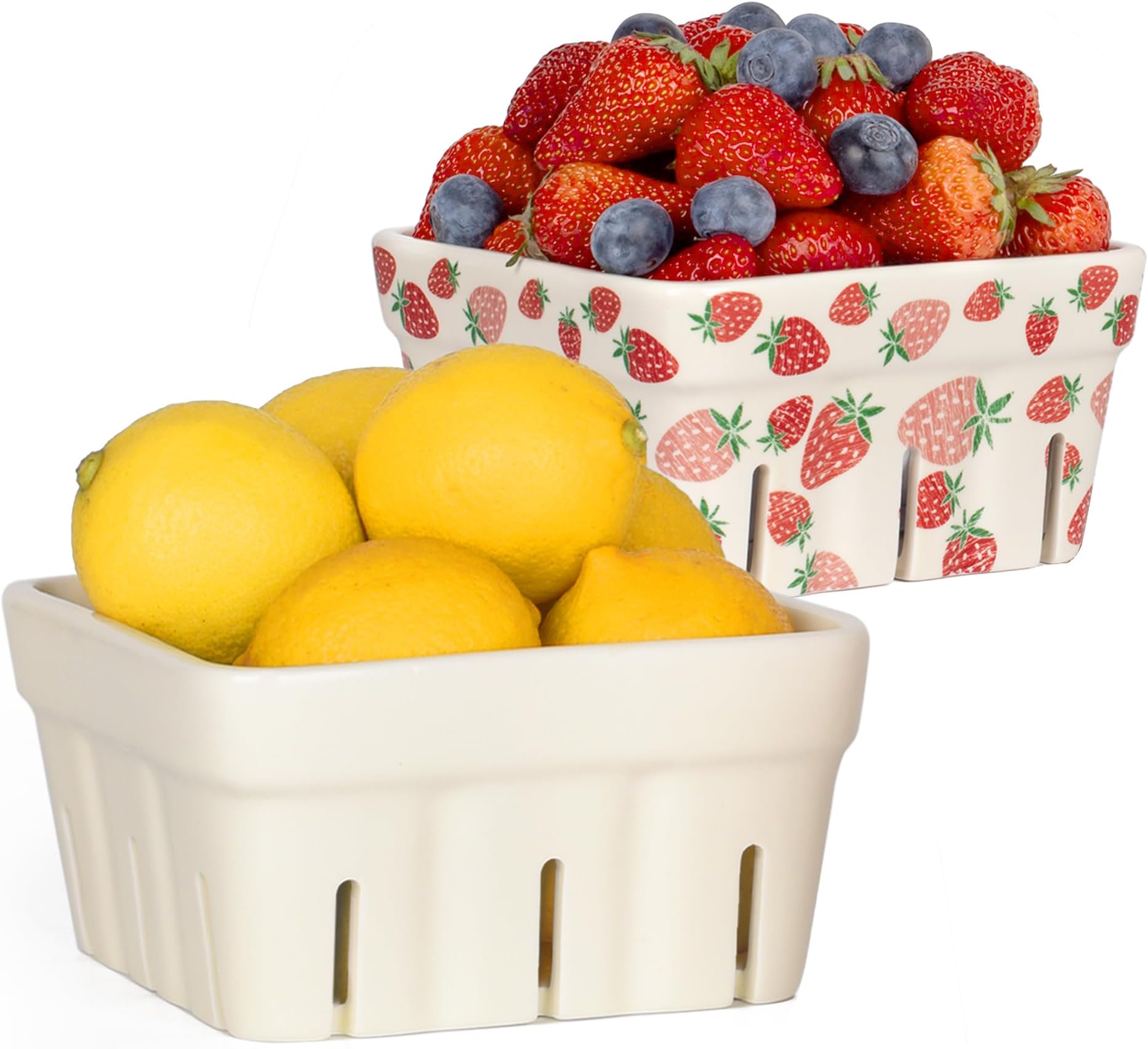 Amazon.com: Woouch Ceramic Berry Basket, Square Fruit Bowl With Holes ...