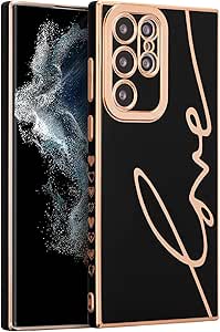 Amazon.com: RALEAVO for Samsung Galaxy S22 Ultra Case Luxury Plating Case Cover,Cute Love Heart ...