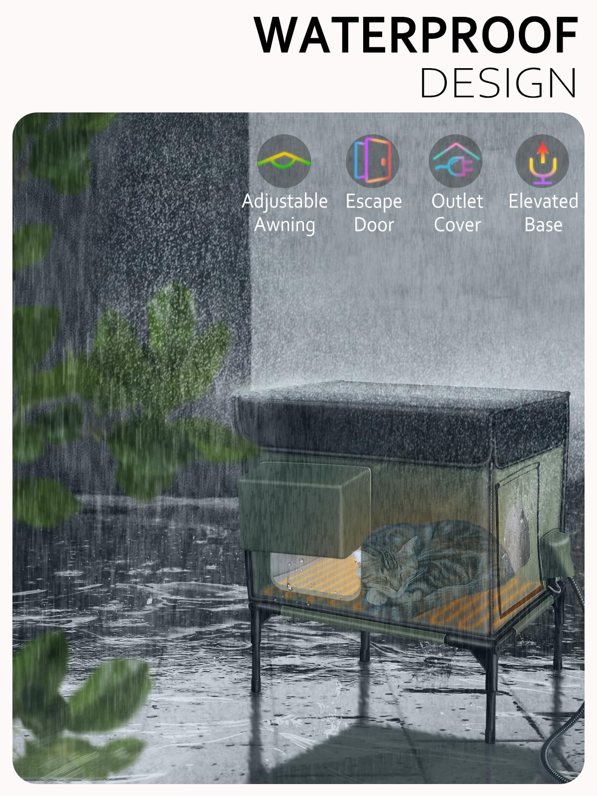 Snapklik.com : Army Green Heated Cat House For Outside, Fully ...
