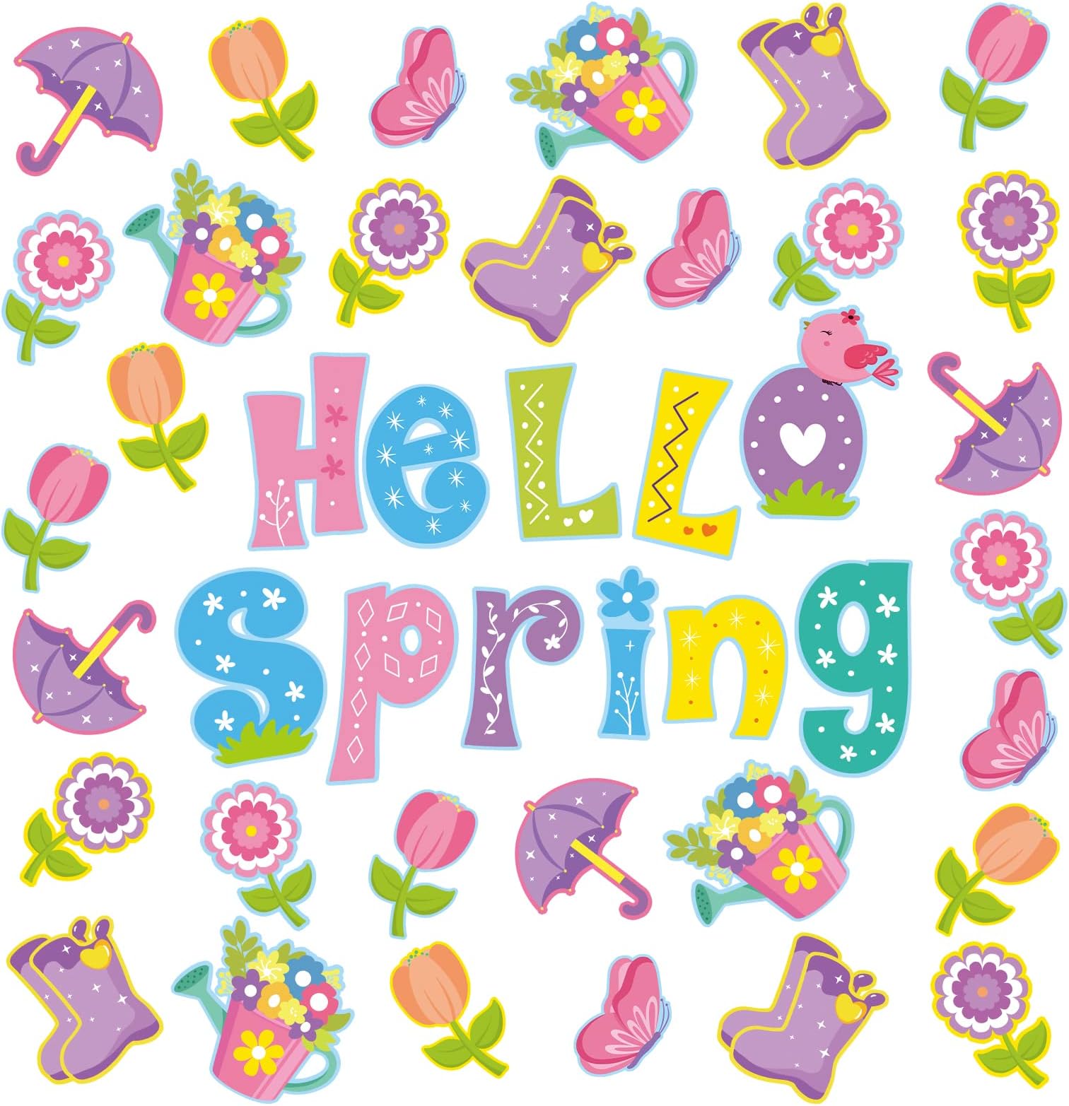 Amazon.com: 68 Pcs Hello Spring Cut Outs with 100 Pcs Glue Points ...