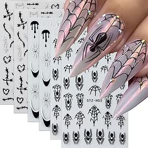 Amazon.com: 6 Sheets Shiny Crystal Diamonds Spider Nail Art Stickers ...