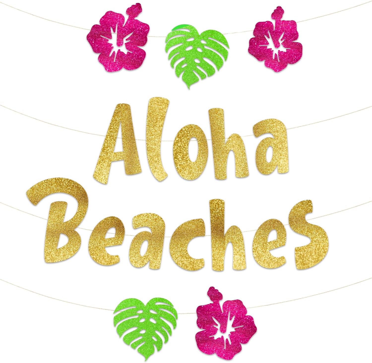 Amazon.com: Aloha Beach Luau Themed Glitter Banner - Hawaii - Aloha ...
