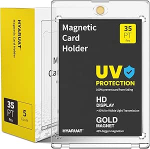 Amazon.com: HYARUAT 35pt Magnetic Card Holders for Trading Cards - 5 Pack White Clear One Touch ...