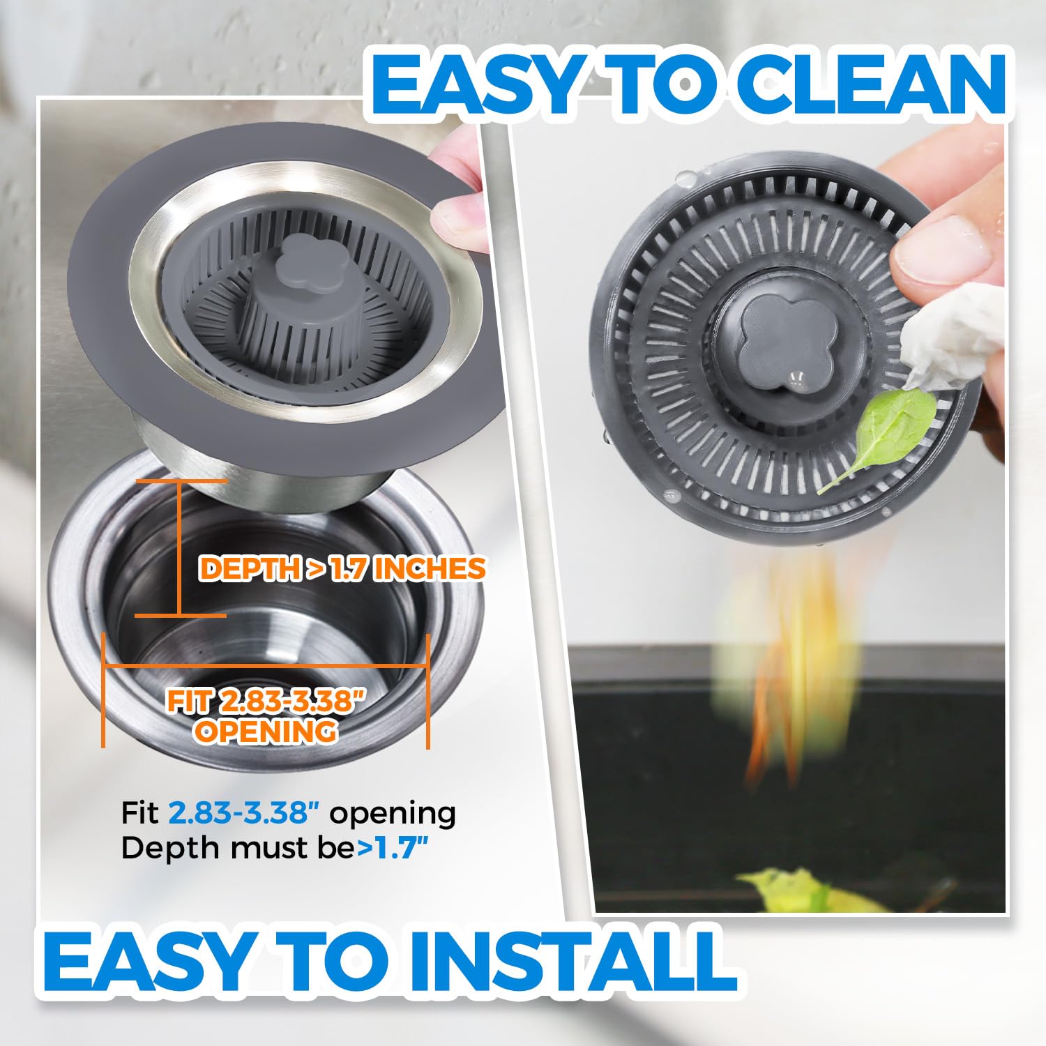 Snapklik.com : Zaa 2 Pack 3in1 Kitchen Sink Drain Strainer And Sink ...