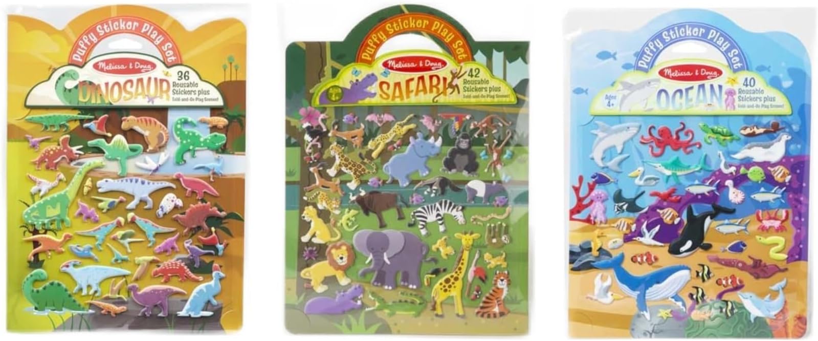 Melissa & Doug Reusable Puffy Sticker Wild Adventures Play Set 3-Pack ...