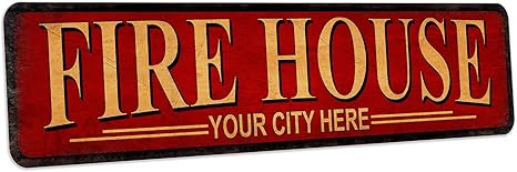 Amazon.com: Custom Fire House Sign Firefighter Department Fireman ...