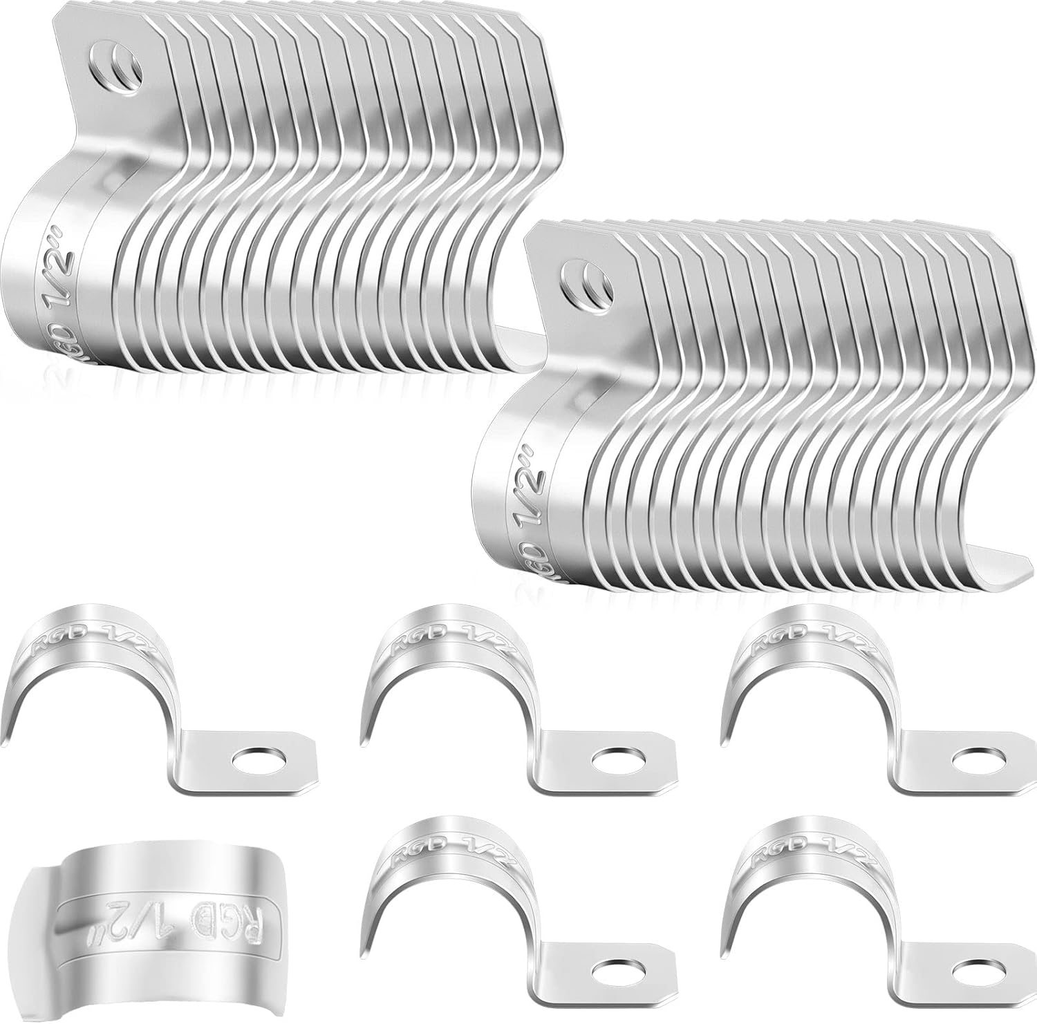 150 Pcs 1 Hole 1/2 Inch Pipe Strap Clamp Zinc Plated Steel Conduit ...