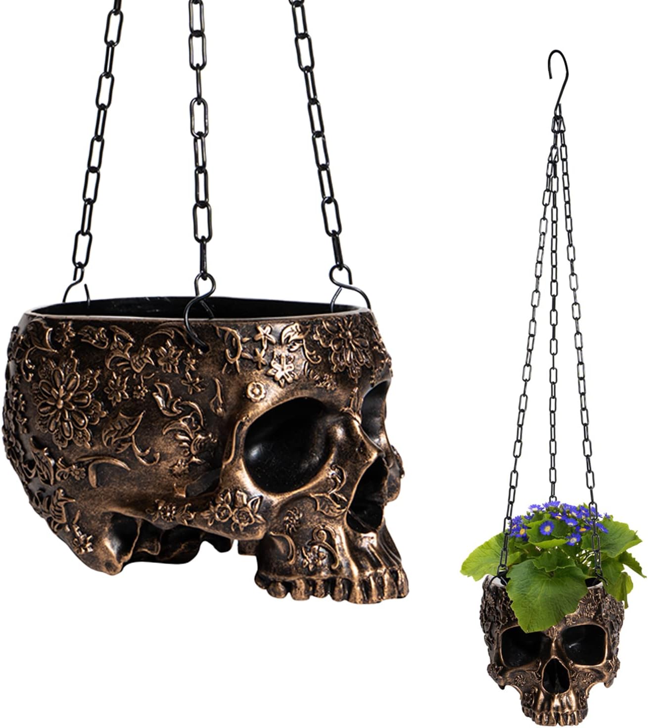 Amazon.com : Ochine Forart Retro Human Skull Head Flower Pot Planter ...