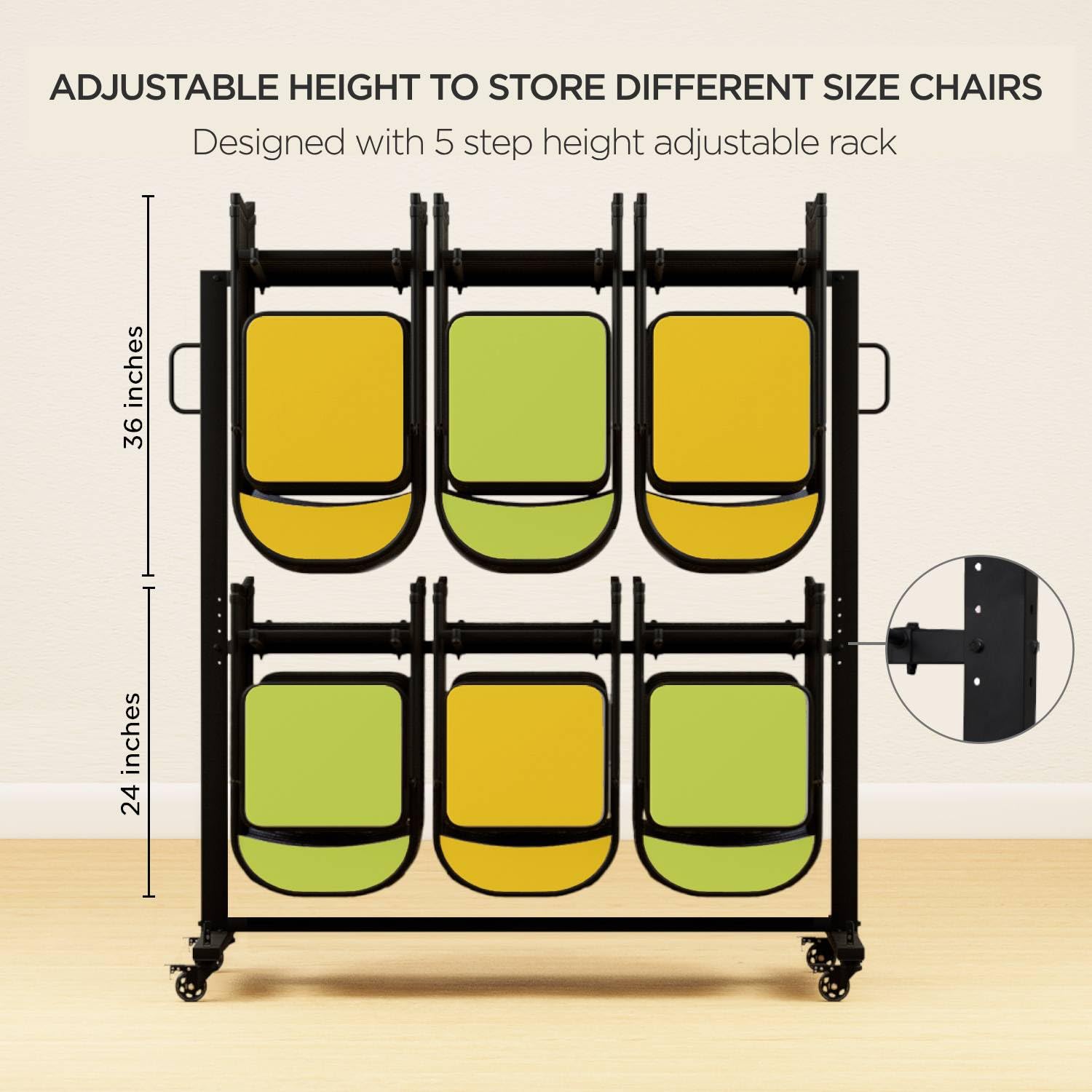 Folding Chair Rack 84 Chairs Storage Folding Chair Cart with Wheels ...