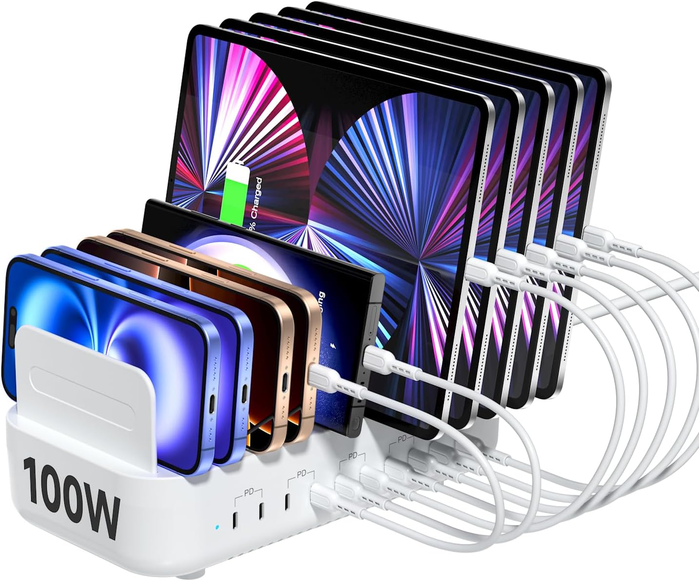 Amazon.com: SooPii Multi USB Charging Station,100W 10-Port Type C Fast ...