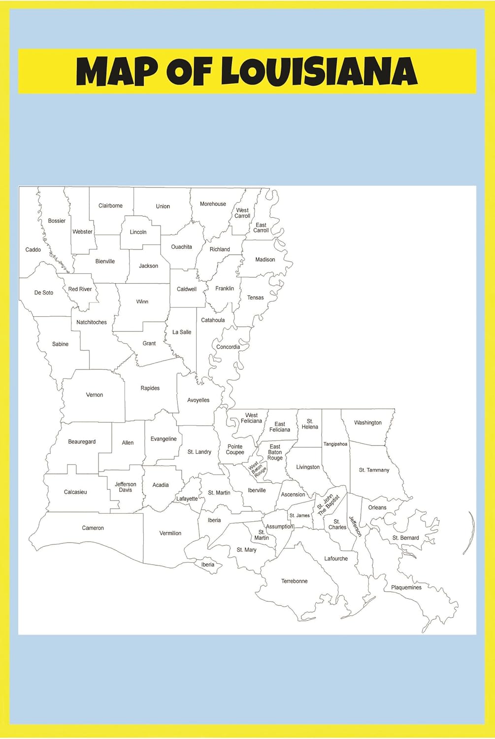 Amazon.com: Home Comforts Louisiana Parish Map with Parish Names - 20 ...
