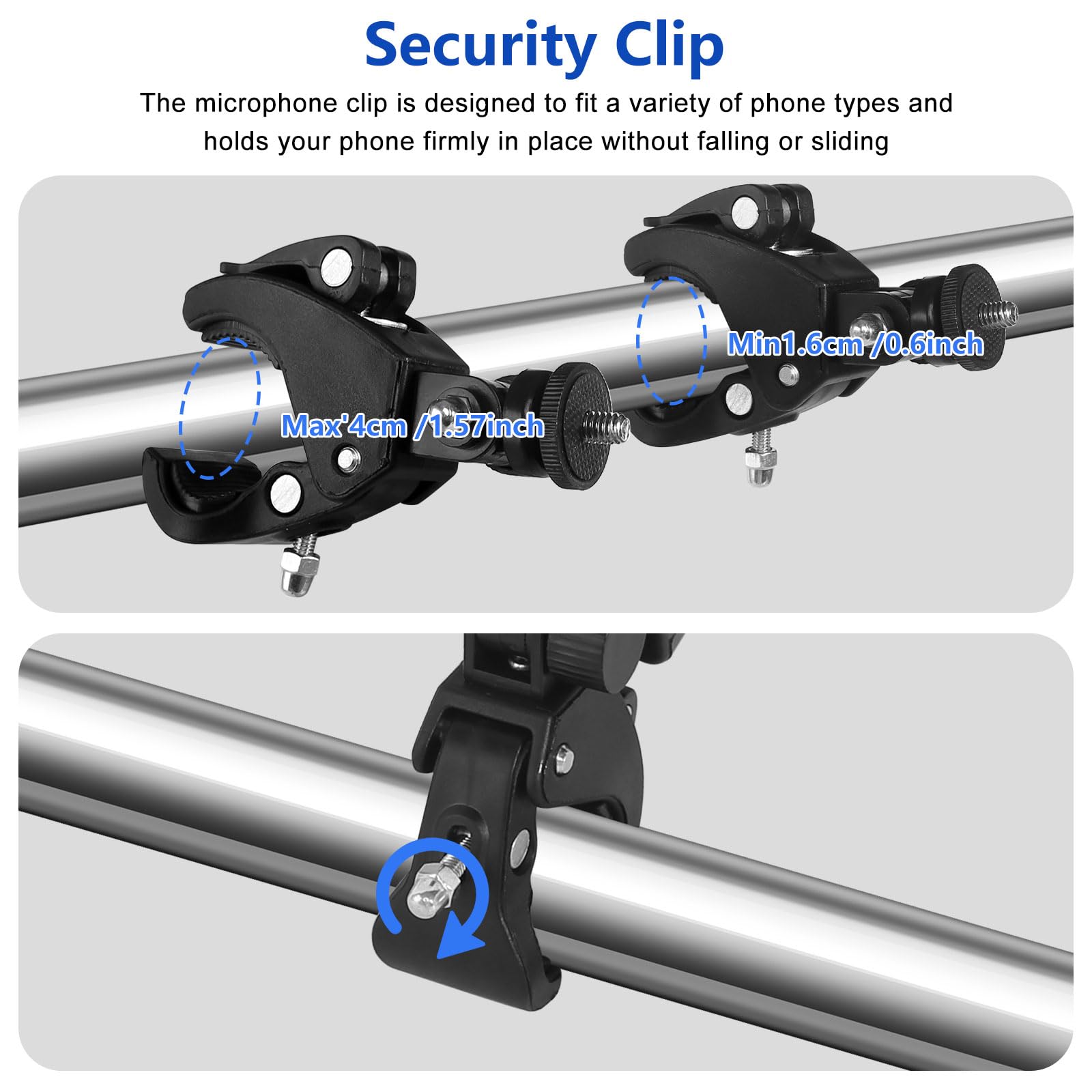 Mic Stand Phone Holder Clip Microphone Arm Mount Clamp 360 Rotation ...