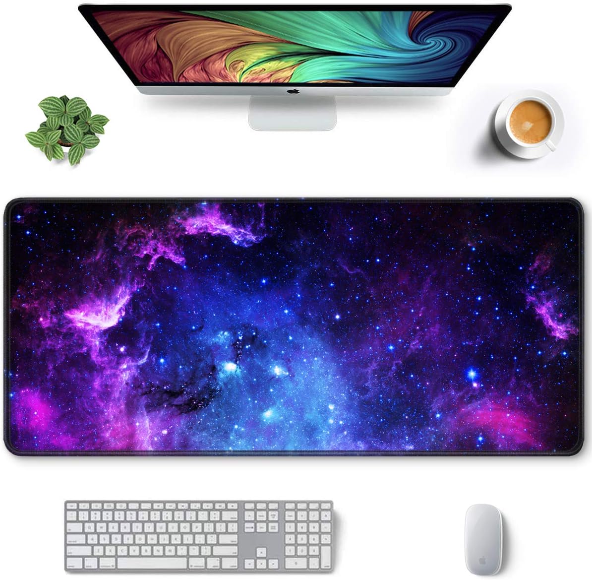 Auhoahsil Large Gaming Mouse Pad, Galaxy Theme XXL 35.4 x 15.7 in Desk ...