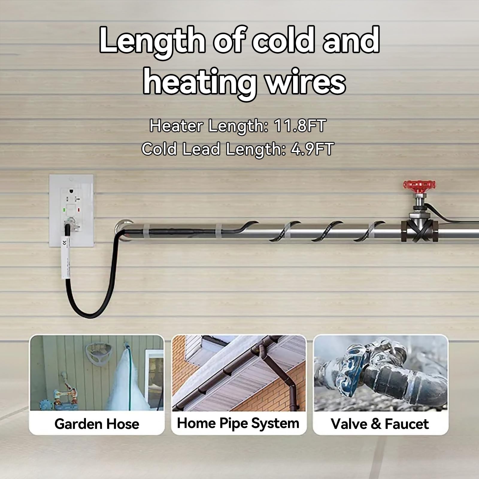 Snapklik.com : MincoHome Pipe Heating Cable Built-in Thermostat 100 ...
