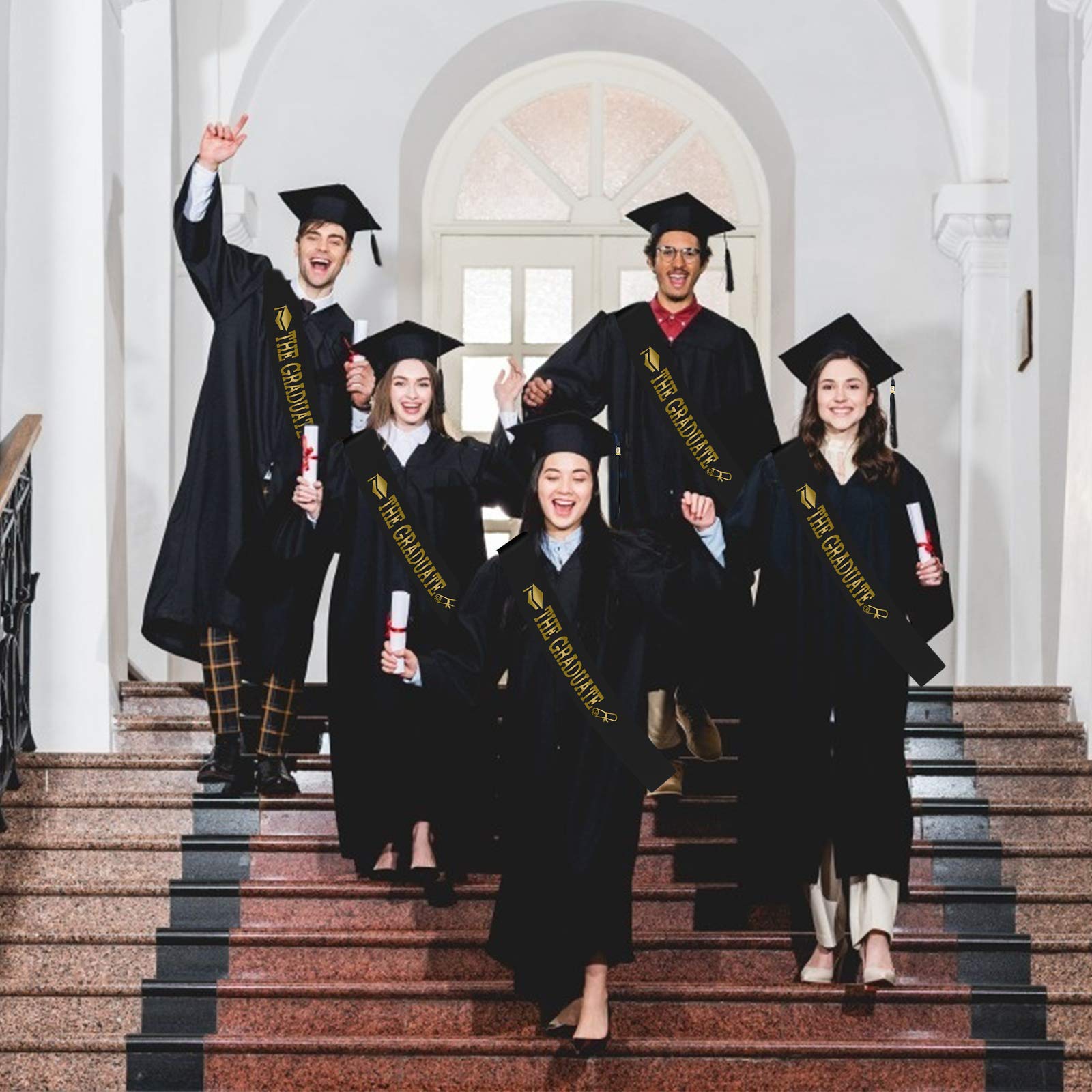 JOOPOM Graduation Cap Black Graduation Bachelor Hat Graduate Satin Sash ...