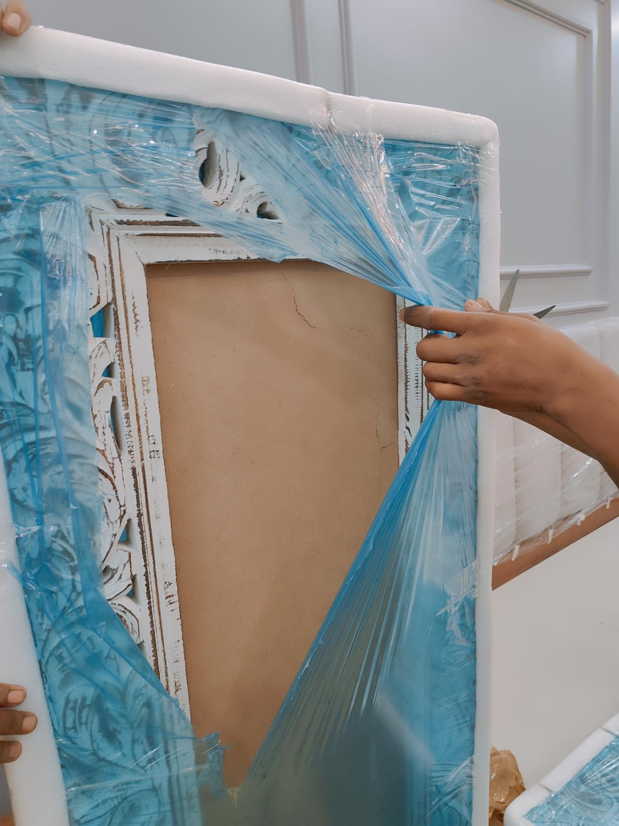 Buy WoodIdea Wood Wall Decor Mirror Frame White Antique only Frame with ...