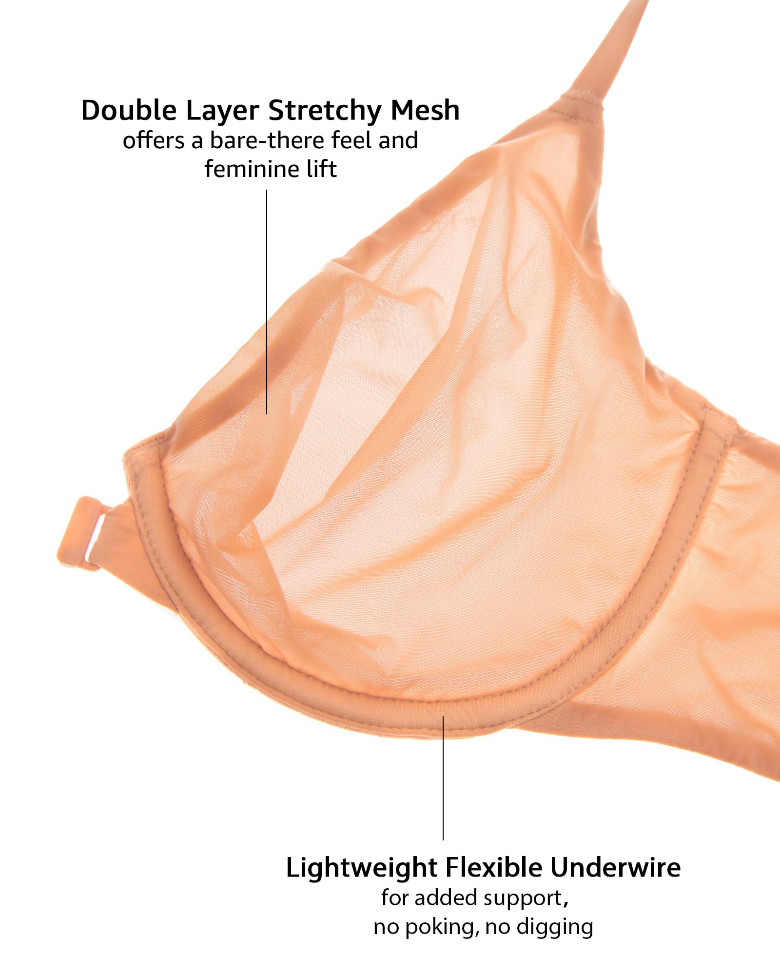 Snapklik.com : INLYRIC Womens Mesh Front Closure Bras Unlined Sheer ...