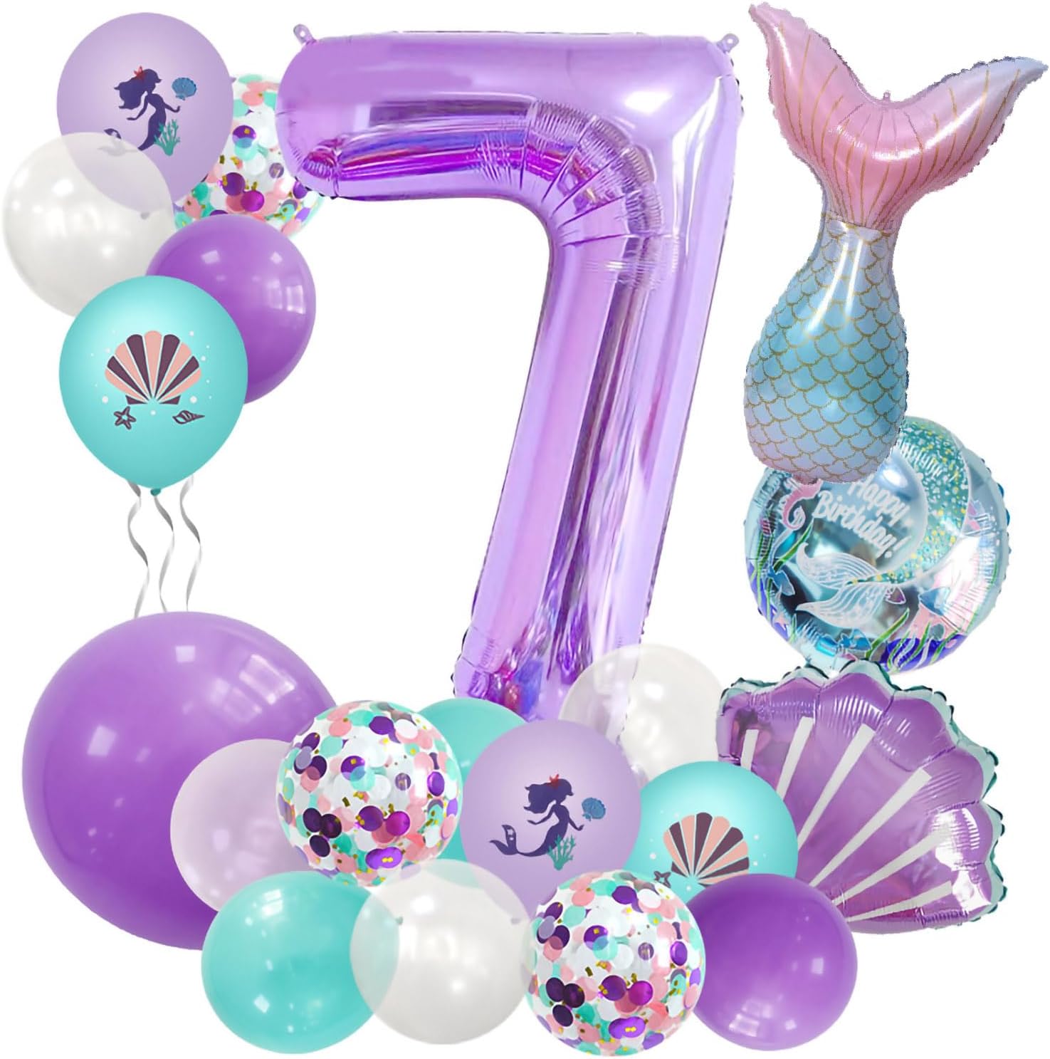 Amazon.com: BearFun 40in Purple Number 7 Balloon, Giant Large 7th ...