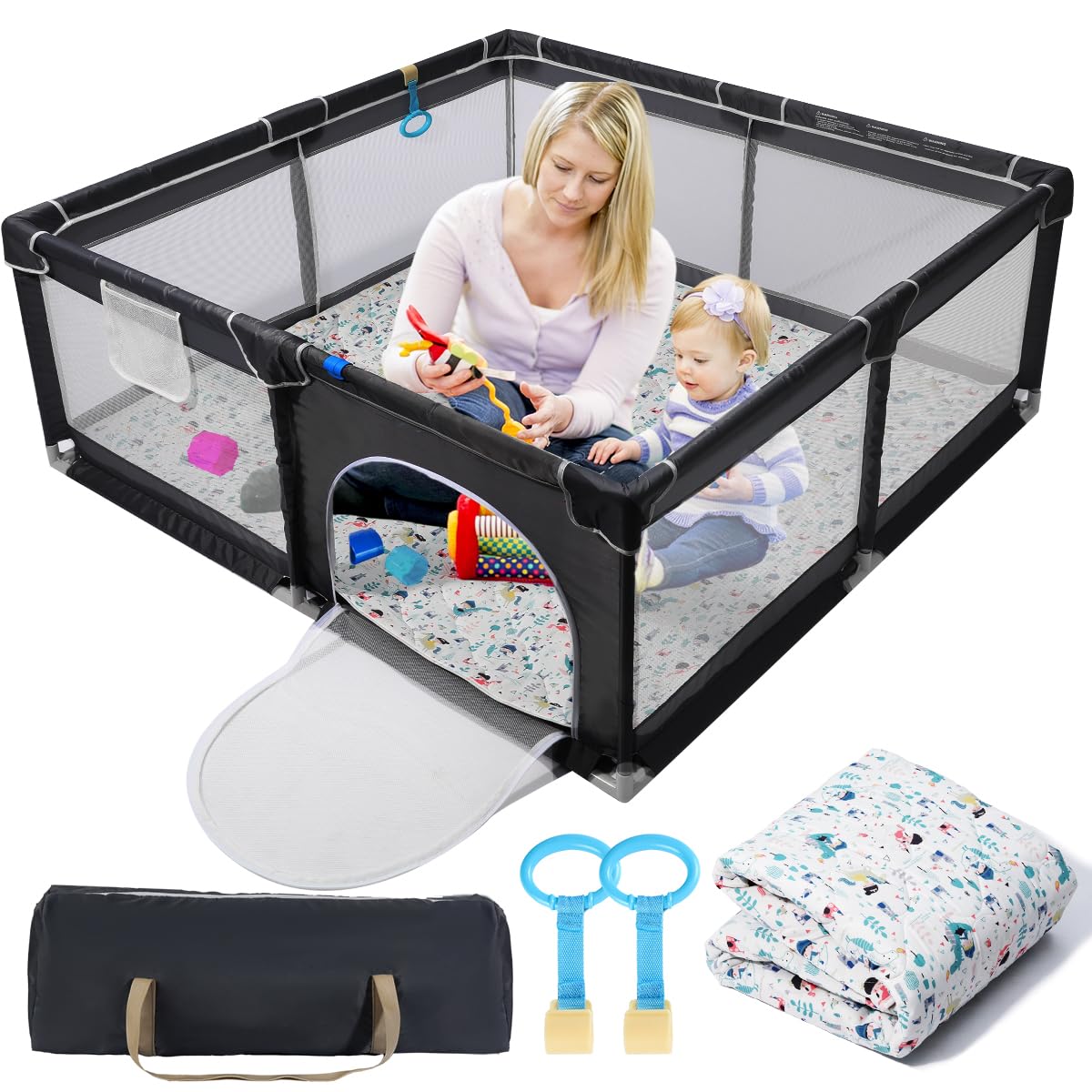Amazon.com : Ude-licate Play Pen with Soft Mat,Safe Playpen for Babies ...