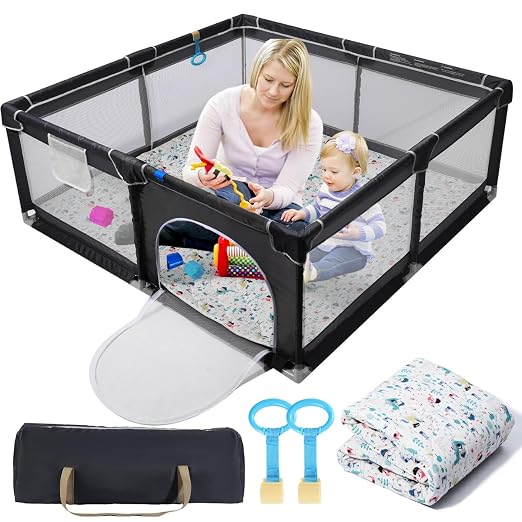 Amazon.com : Ude-licate Play Pen with Soft Mat,Safe Playpen for Babies ...