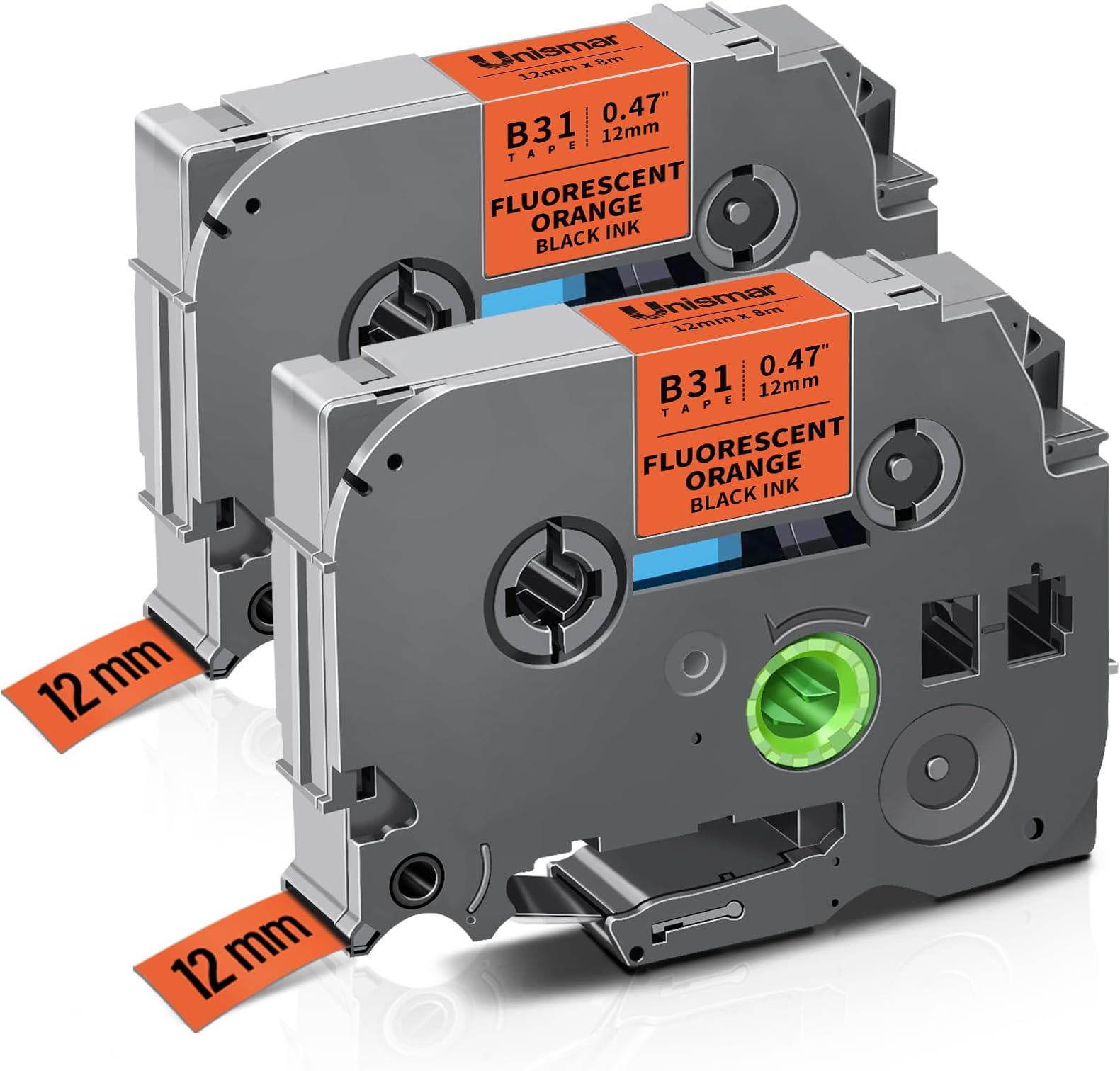 Amazon.com: Unismar Compatible for Brother TZe-B31 Black on Fluorescent ...