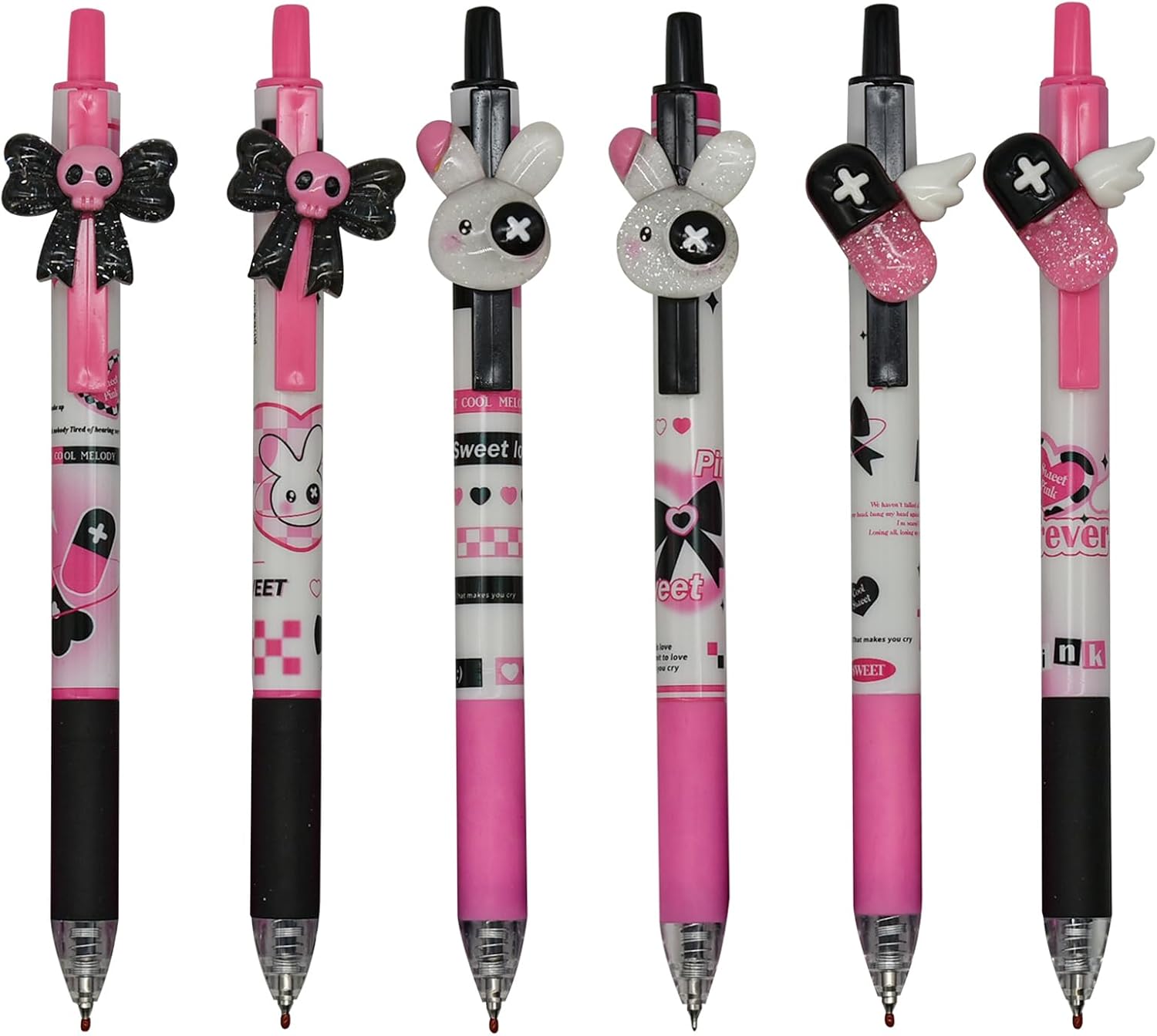 Amazon.com: Maydahui 6 PCS Retractable Rabbit Pill Skull Bow Gel Pen ...