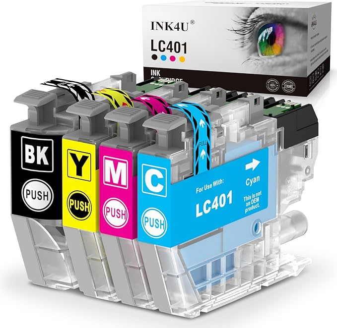 INK4U Compatible LC401 LC-401 Ink Cartridges Replacement for Brother ...