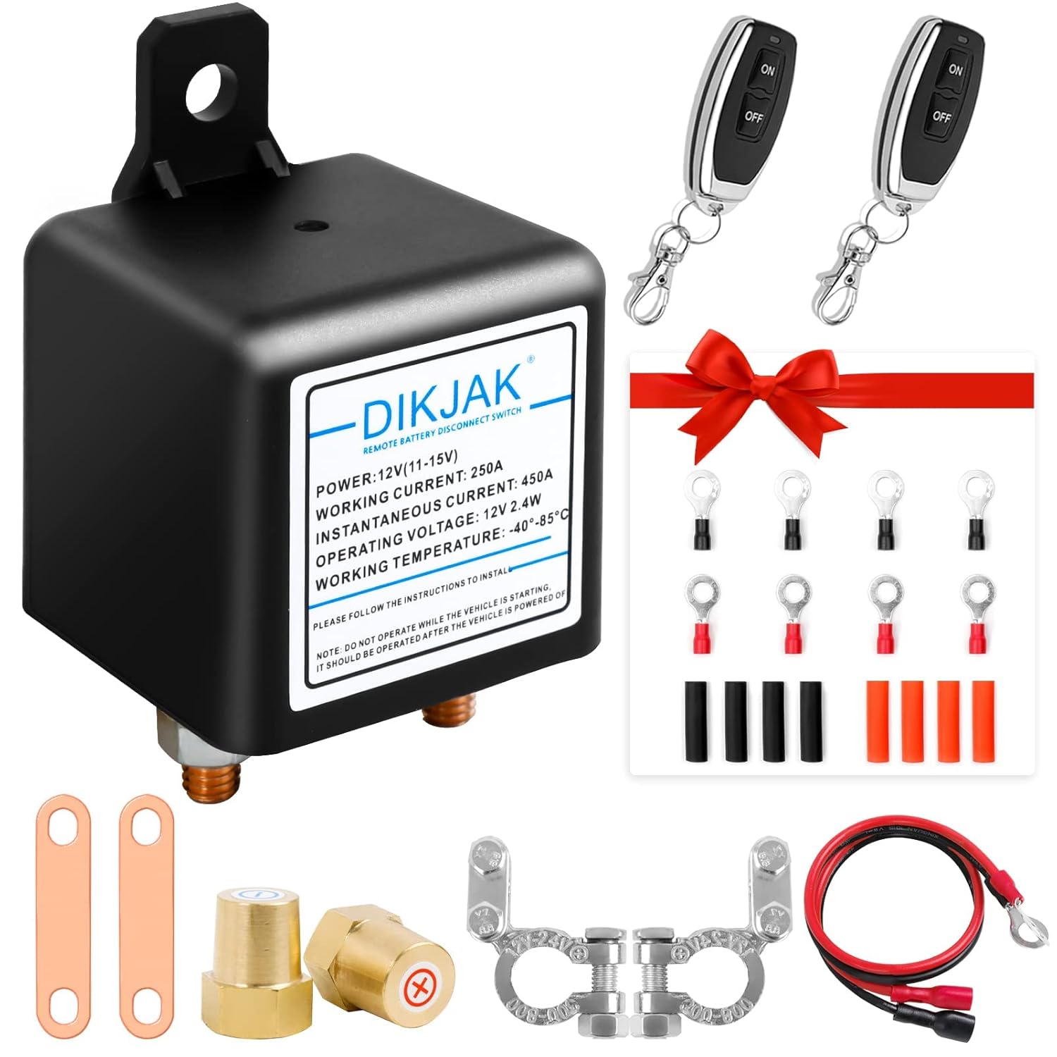 DIKJAK DC12V 200A Remote Battery Disconnect Switch for Car Auto On Off ...
