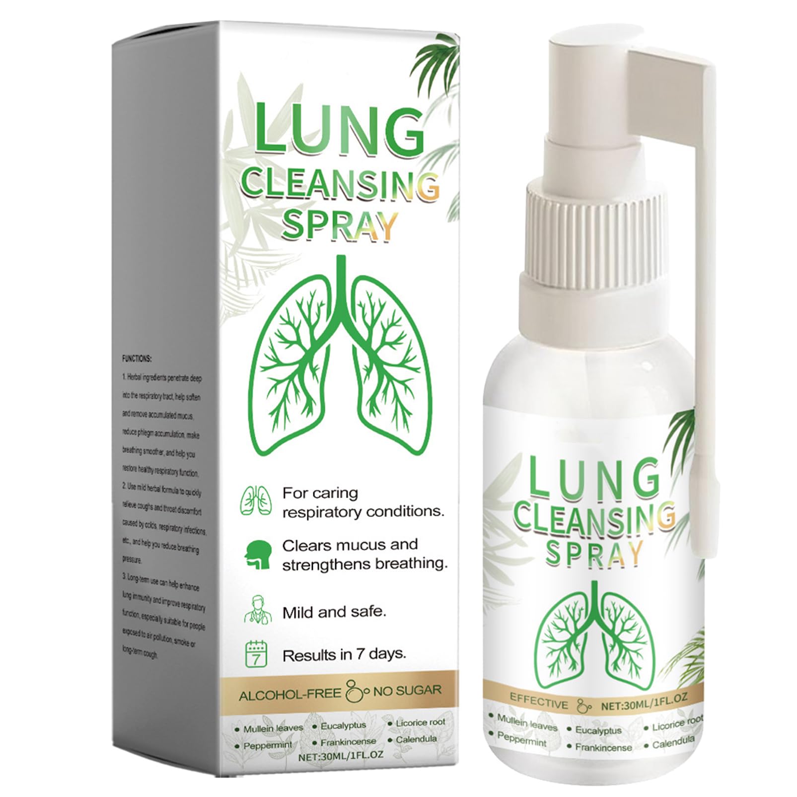 Lung Cleansing Spray, Mullein Leaf Extract for Lungs, Herbal Lung ...