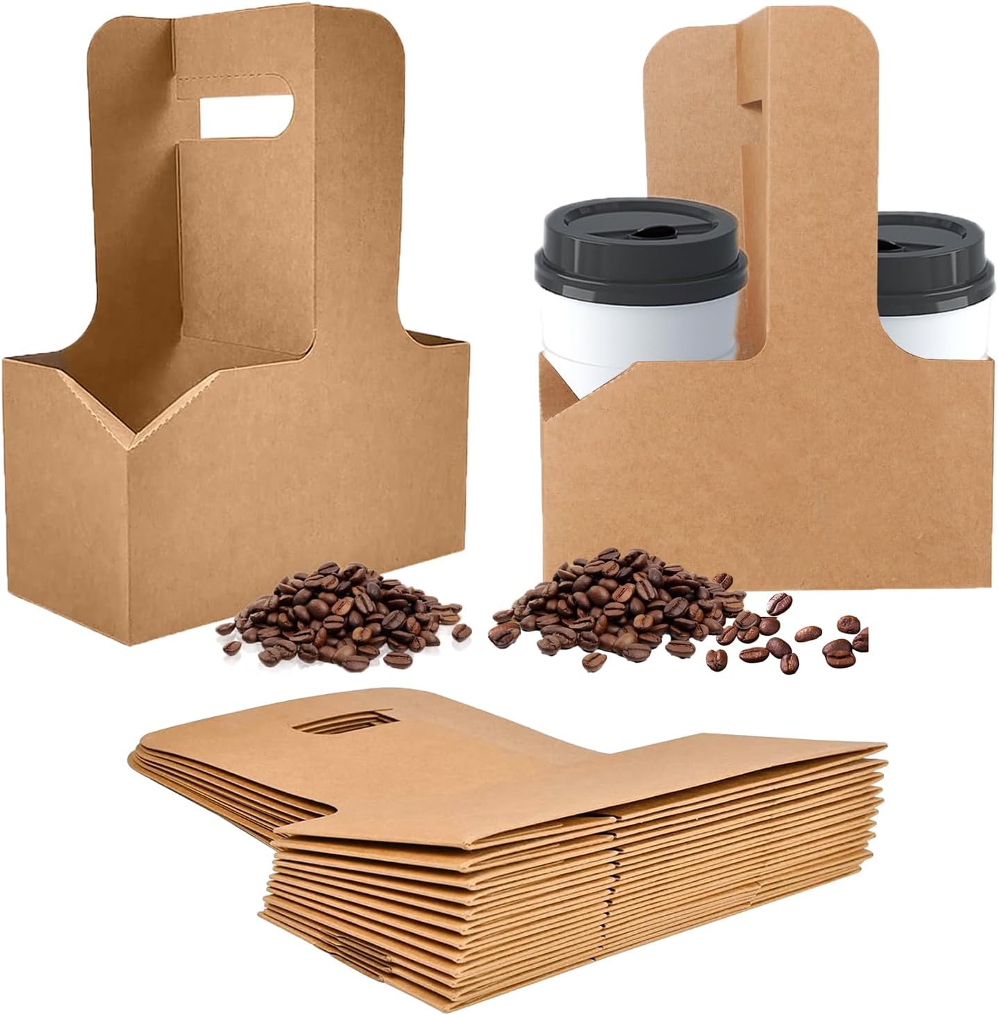 Amazon.com: Yeustkony 20 Pack Kraft Drink Carrier with Handles, 2 Cup ...