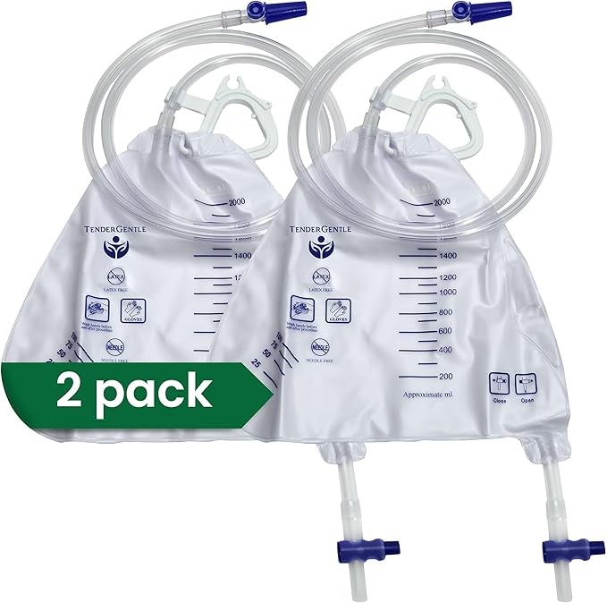 Urine Catheter Bags for Men and Women - 2 2000ml Overnight Bedside ...