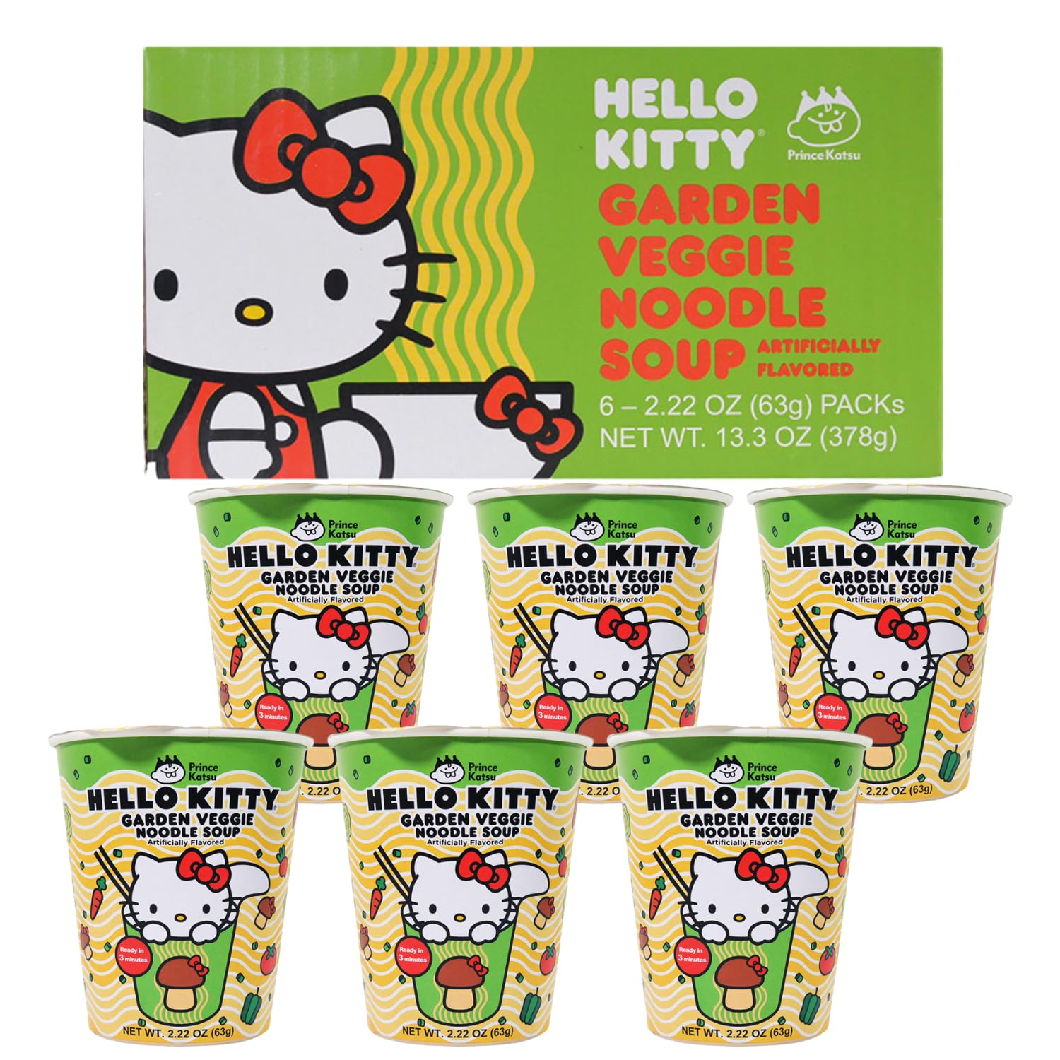 Amazon.com: Hello Kitty Vegan Ramen Noodle Cup | 6 Pack Vegan Veggie ...