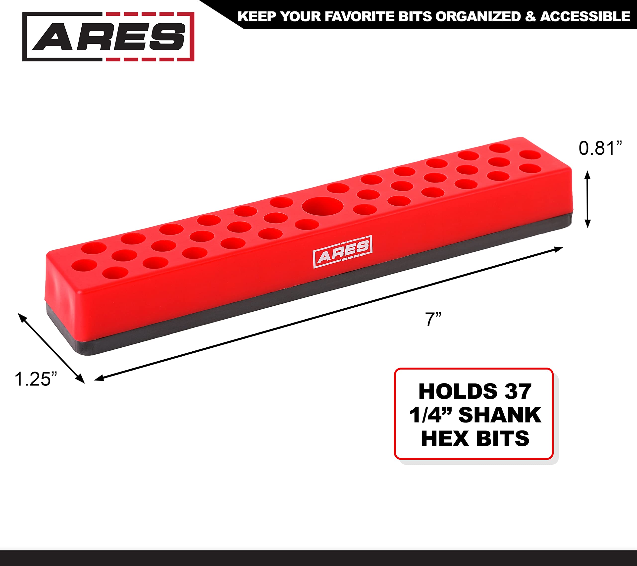Snapklik.com : ARES 60011 - Red 37 Hole Hex Bit Organizer