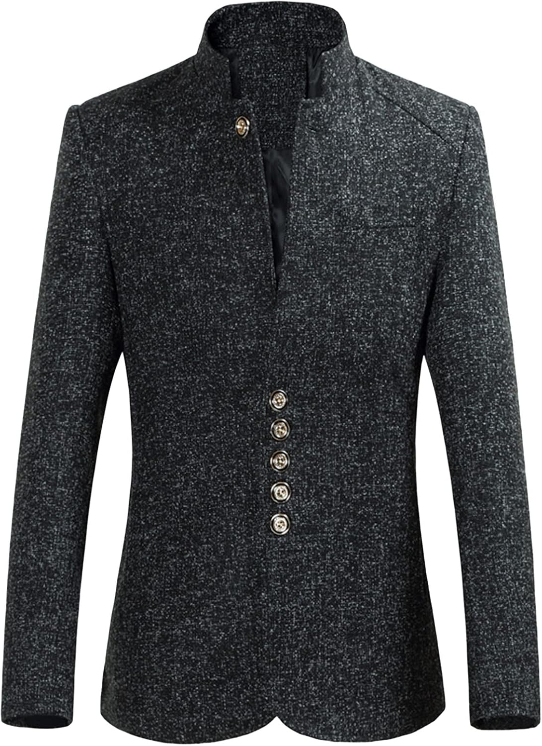 JEShifangjiusu Mens Classic Button Chinese Tunic Suit Mandarin Collar ...