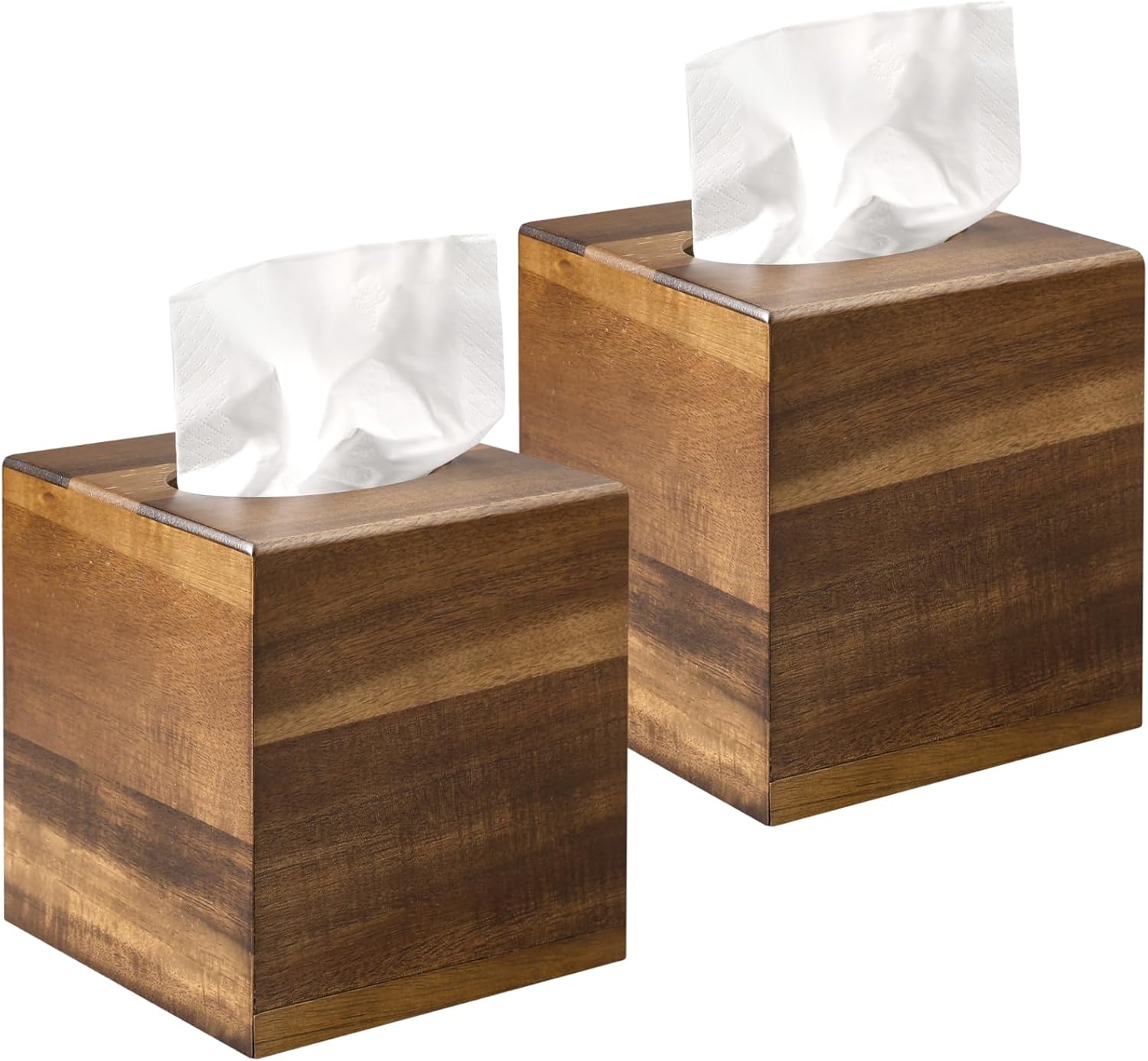 Amazon.com: 2 Pack Wooden Tissue Box Cover Square - Acacia Wood Tissue ...