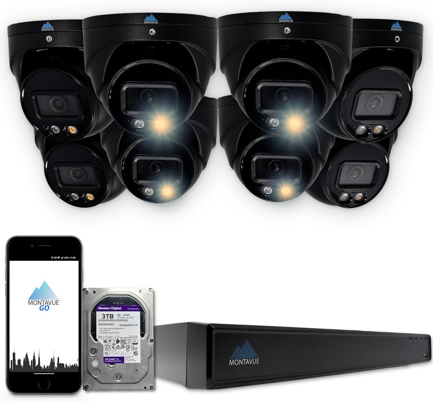 Amazon.com : Montavue PoE Smart Security Camera System 16 Channel 4K NVR with 4MP Indoor/Outdoor ...