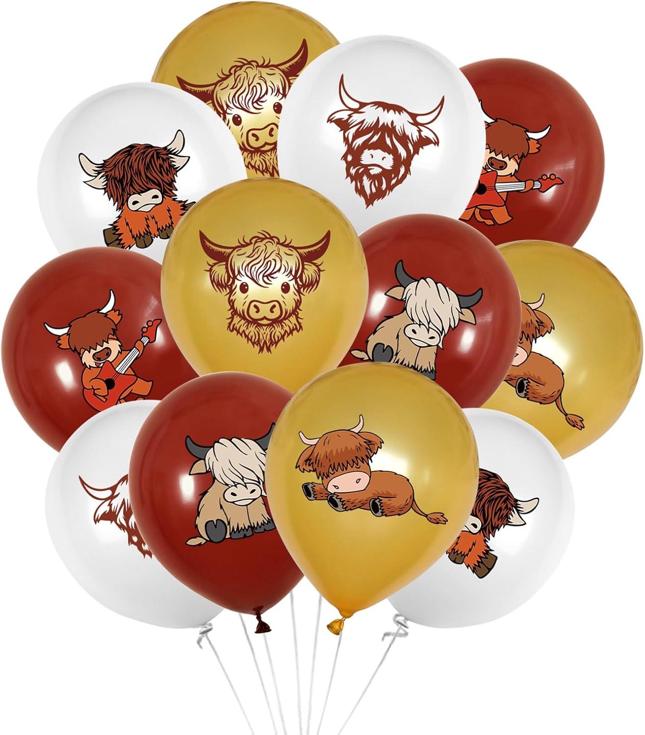 Amazon.com: XLENGO 60 Pcs Highland Cow Balloons 12 Inch Latex Cow Print ...