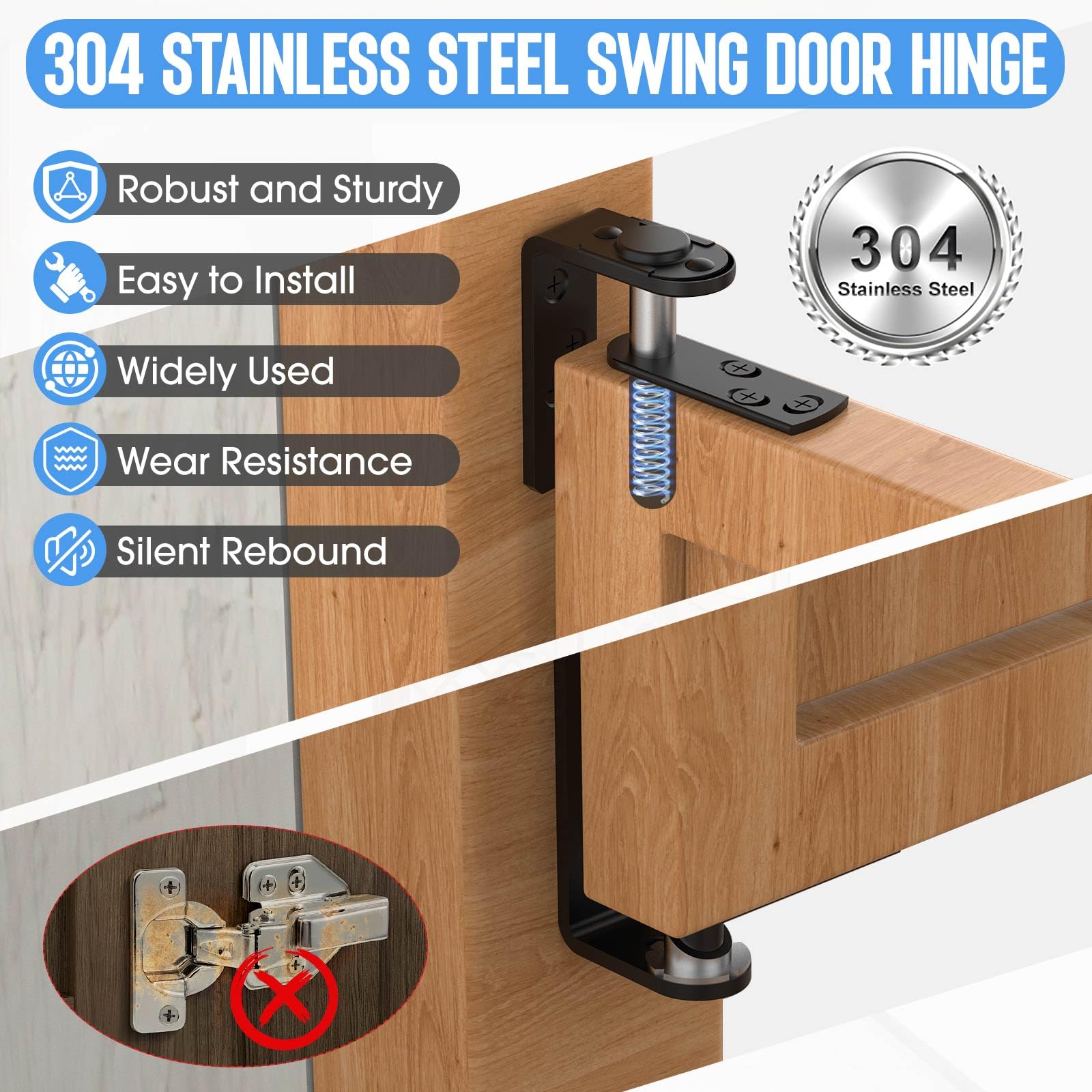 Snapklik.com : MeBantoo Heavy-Duty Self Closing Saloon Door Hinges, 304 ...