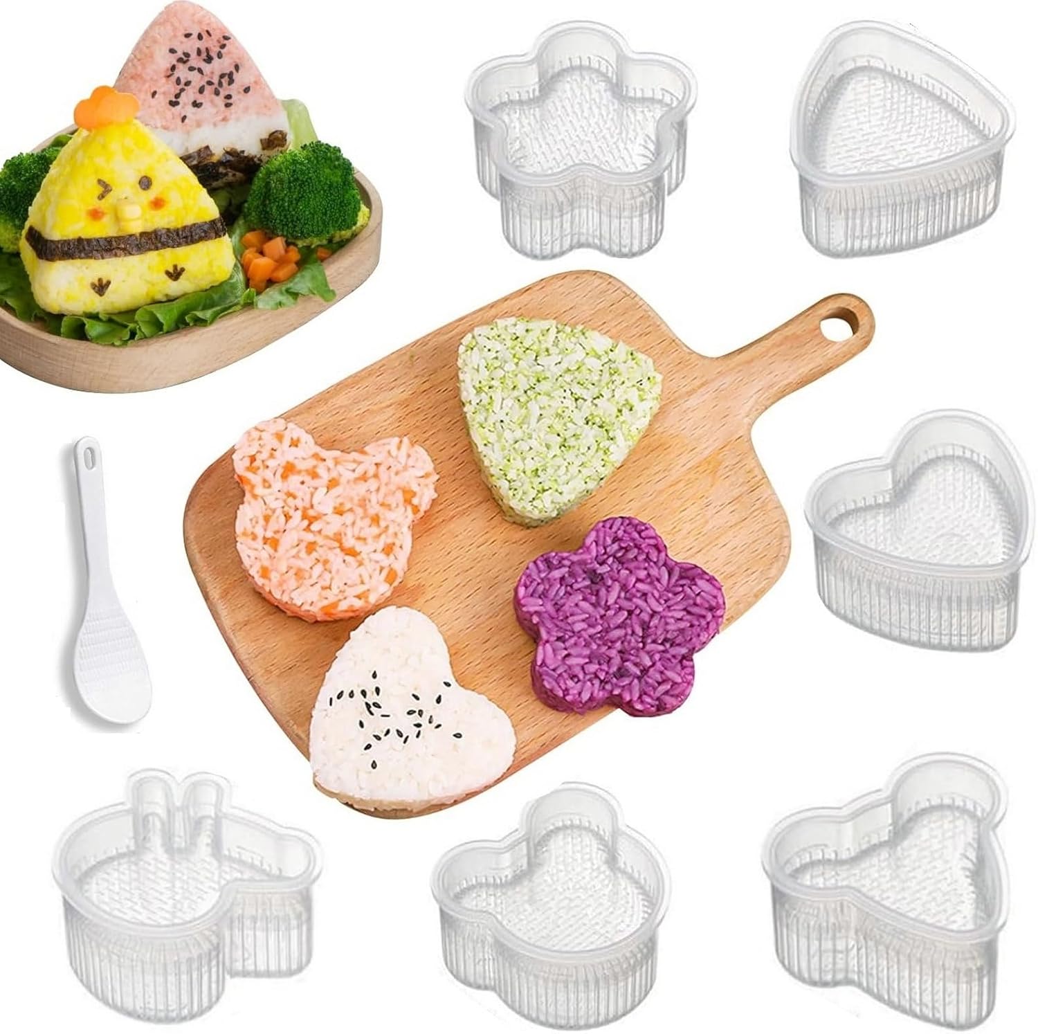 10Pcs Rice Ball Mold Set,Cartoon Cute Onigiri Mold DIY Sushi Molds ...