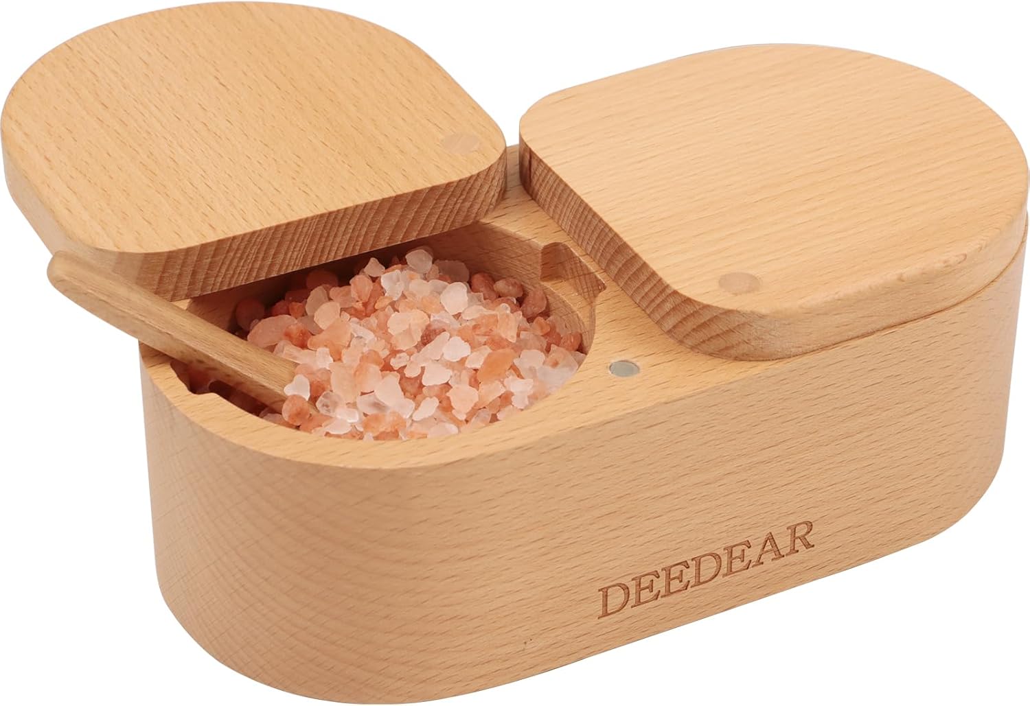 Amazon.com: Wooden Salt Box Divided with Magnetic Swivel - 2 ...