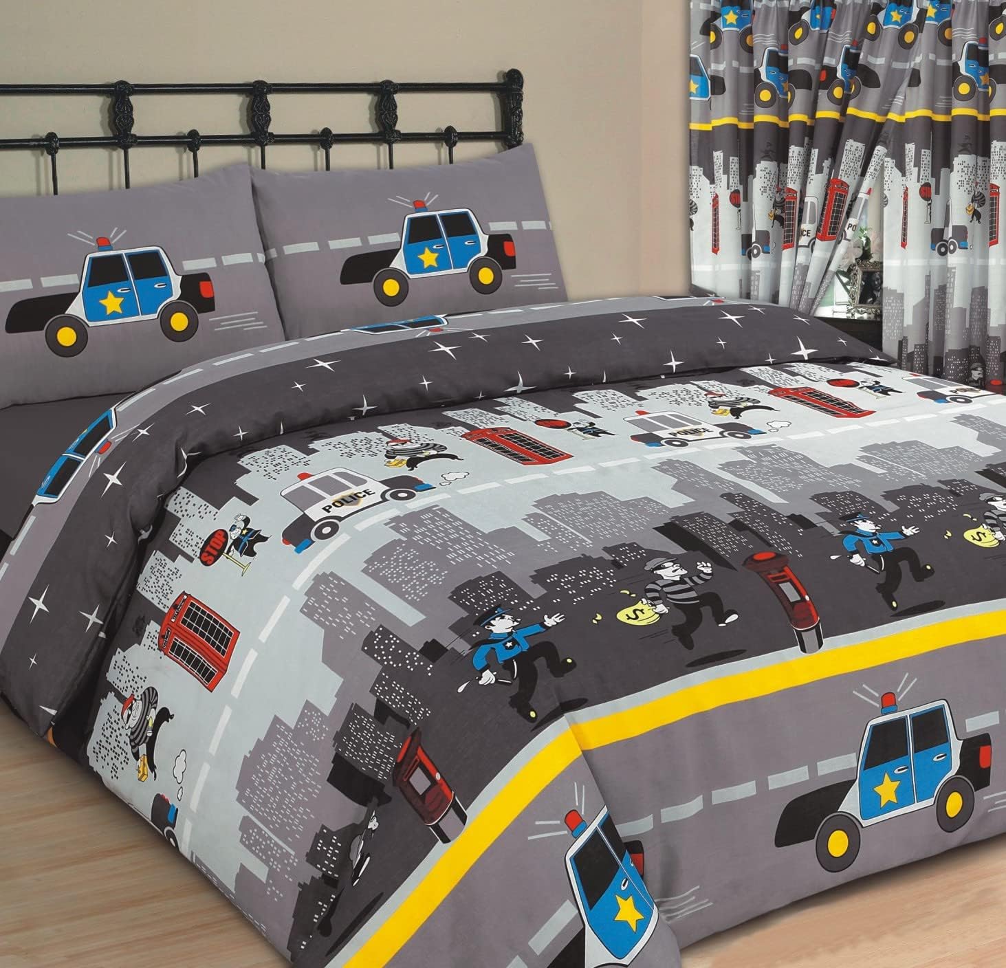 Double Bed Duvet/Quilt Cover Bedding Set, Cops and Robbers, Police ...