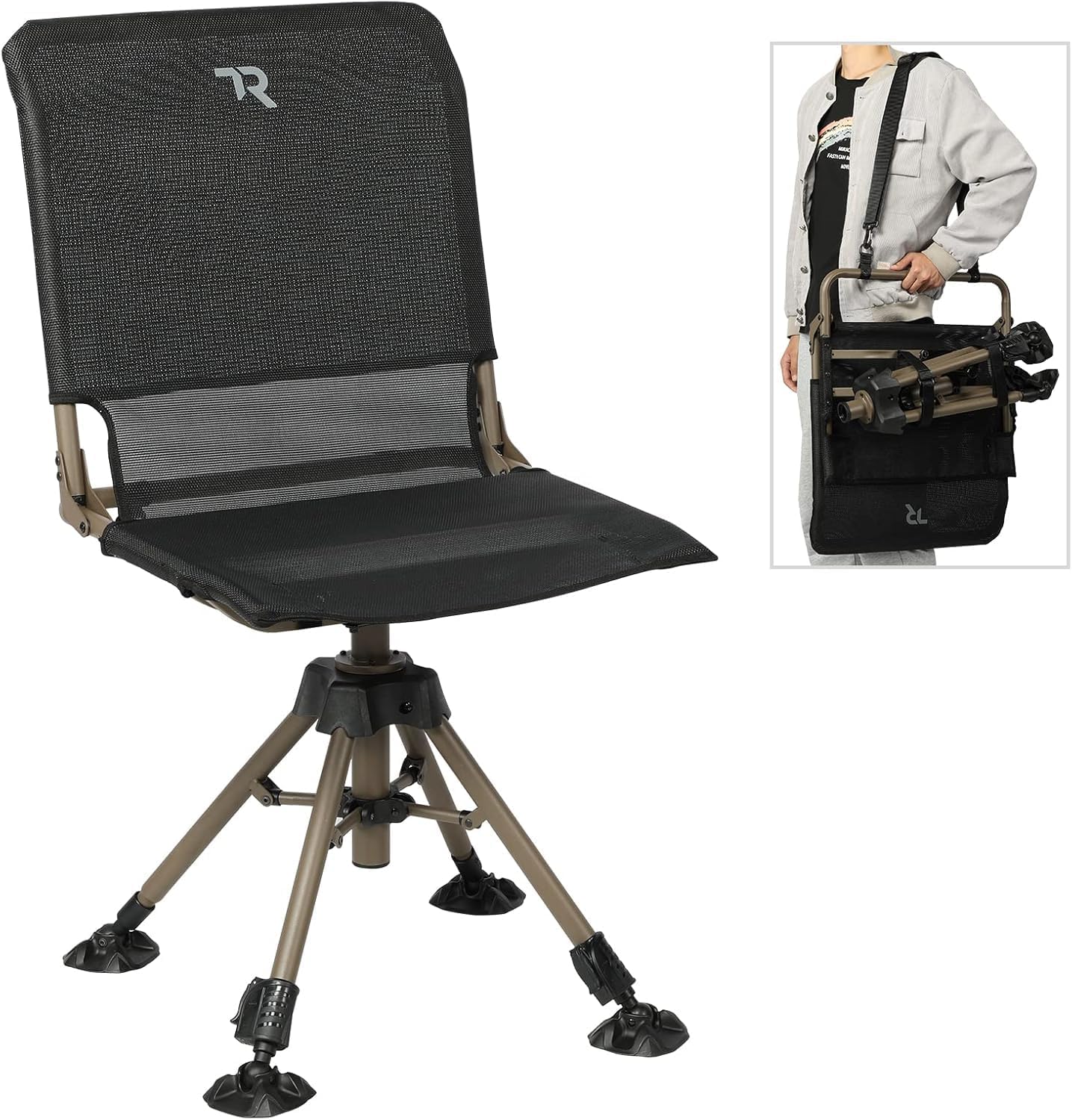 Amazon.com: Black Sierra Silent 360° Swivel Hunting Chair with Steel ...