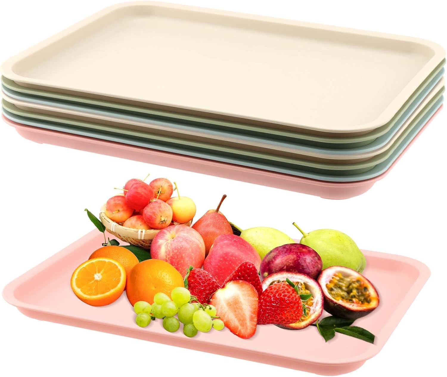 PINGEUI 8 PCS Fast Food Trays, 36.5 x 26.5cm Rectangular Food Serving ...