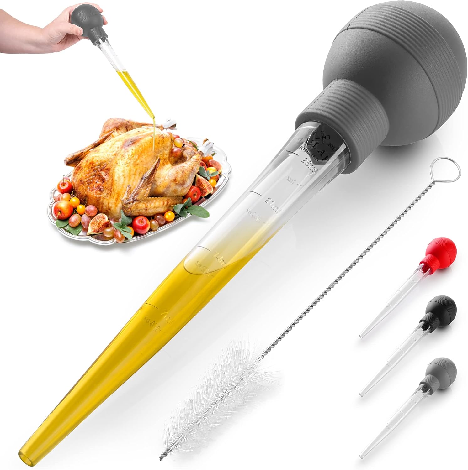 (Large) Turkey Baster With Cleaning Brush – Food Grade Syringe Baster ...