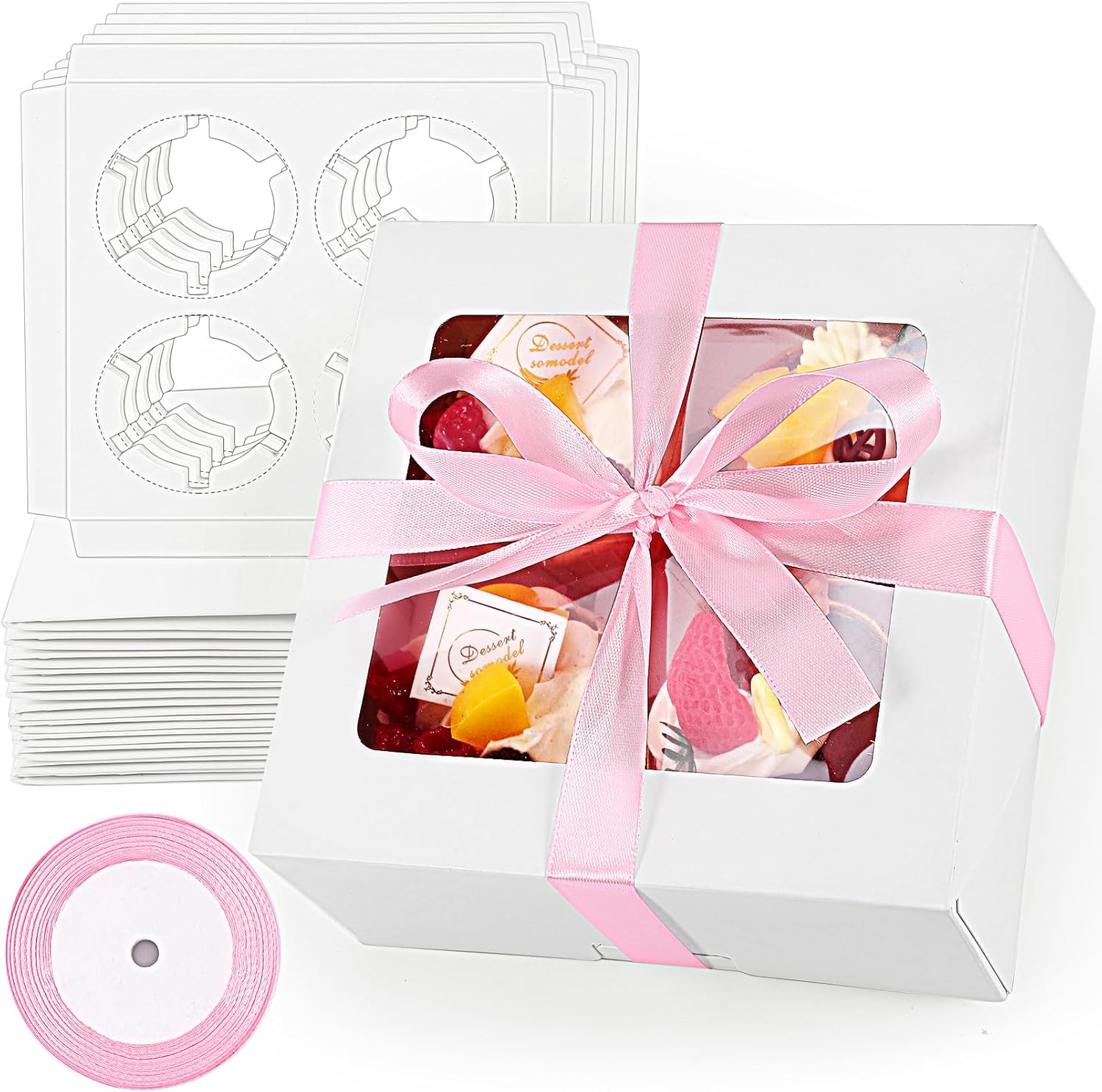 Amazon.com: JEFHOMKIT 12 PCS White Cupcake Boxes with 4-Cavity,Cupcake ...